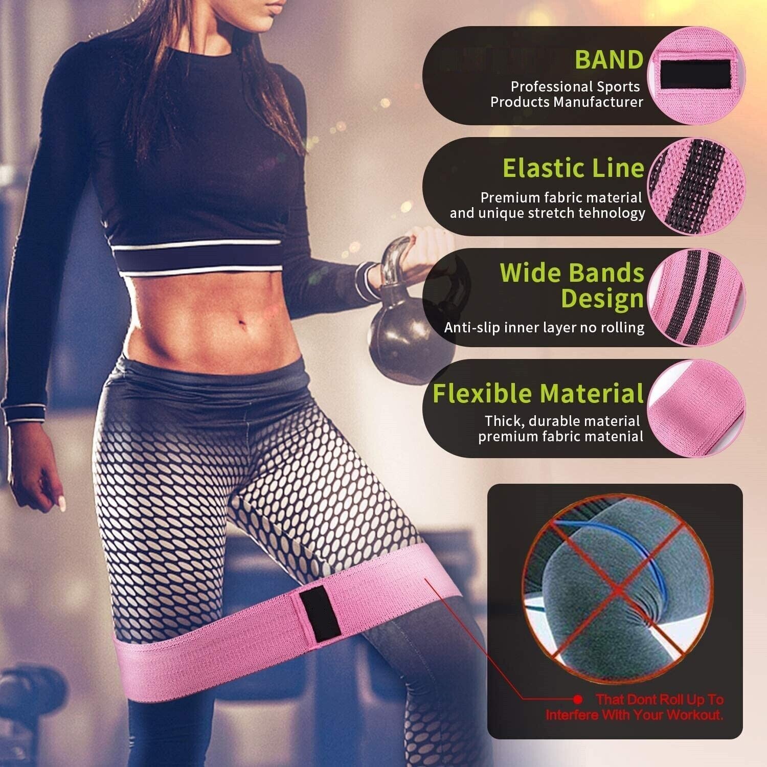 Fabric Resistance Bands Set 3 Heavy Duty Booty Glute Hip Circle Butt Non Slip | eBay UK