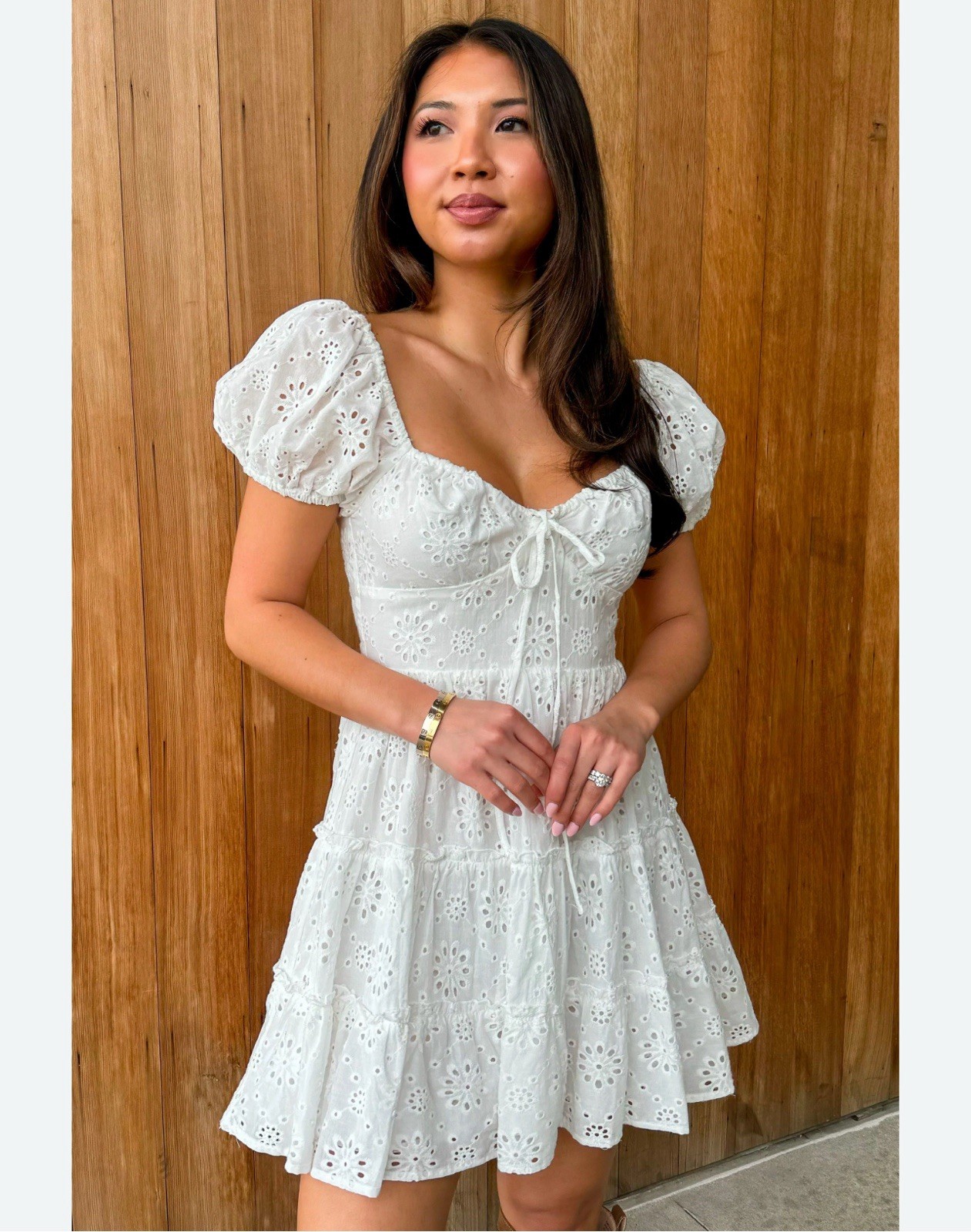 Aiyana Beauty and Grace White Babydoll Dress Size 6 - Gem