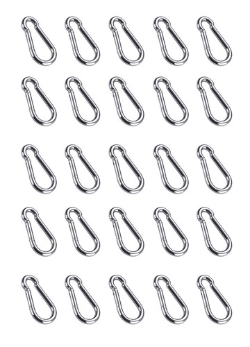 1/4" x 2-3/8" Zinc-Plated Spring Loaded Snap Hook Caribener Clips for ...