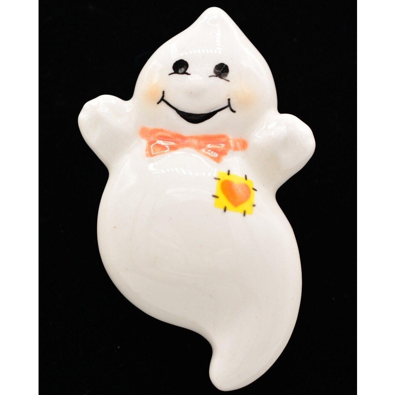 Vintage Halloween Ghost Pin Brooch Cute Happy Porcelain Painted 1980s ...
