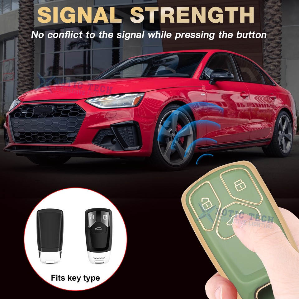 Set Green Soft Full Covered Keyless Key Protector w/Keychain For Audi ...