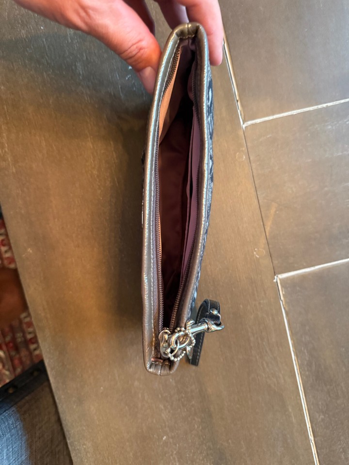 Coach Leopard Print Wristlet Wallet Silver Black Metallic Sparkle | eBay