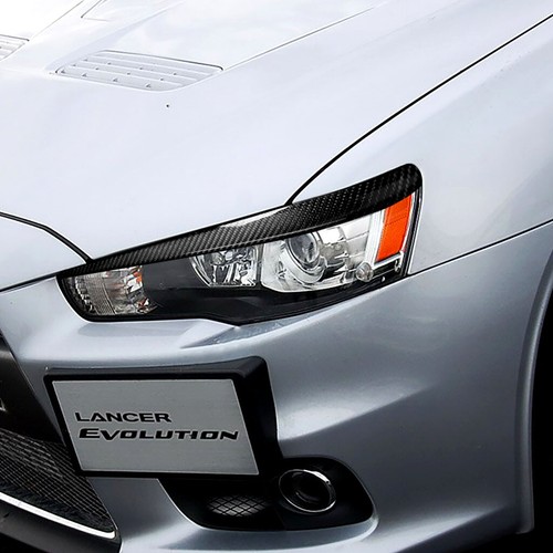 Carbon Fiber Headlight Eyelids Eyebrow Cover For Mitsubishi Lancer EVO ...
