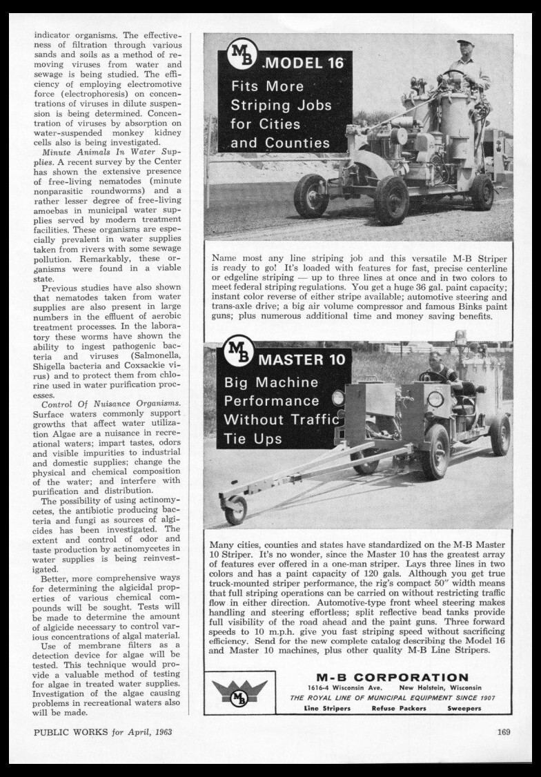 1963 MB Corporation Traffic striping New Holstein WI-VTG trade ORIG ...