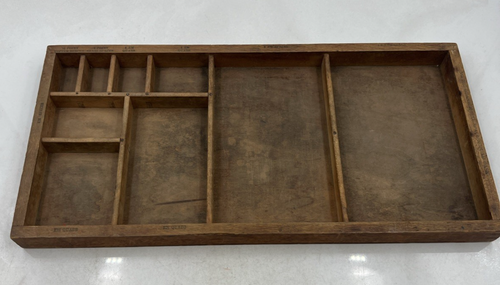 Vtg Printers Drawer Shadow Box Small 9 Slot Wood Cubby Hole Trinket ...