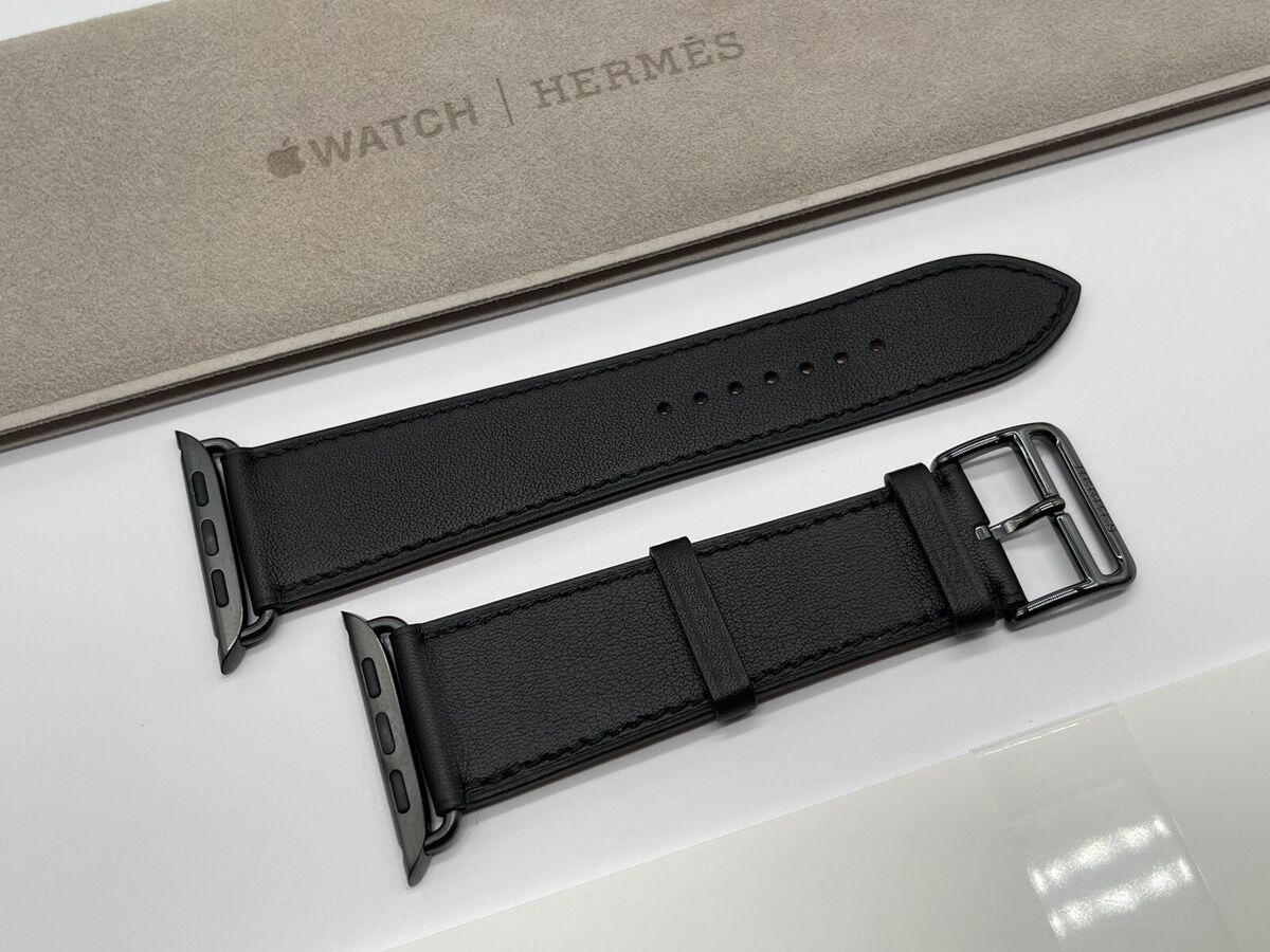 Genuine Apple Watch Hermes NOIR Single Tour Leather Band Genuine Apple Watch Hermes NOIR Single Tour Leather Band
