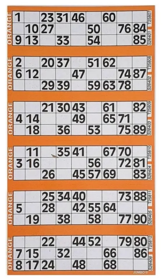 Bingo Tickets 300 6 To View, All Colors Jumbo 1-90 booklet cards books ...