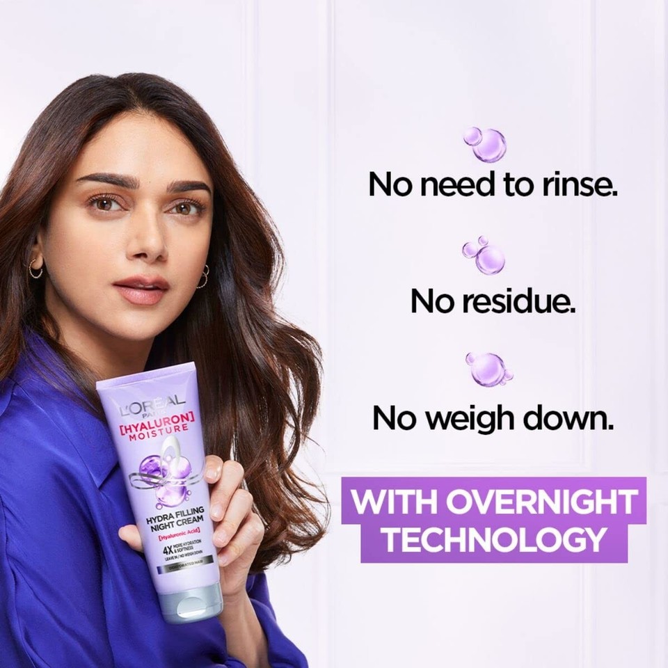 L'Oréal Paris Filling Night Cream,Leave In Hair Cream with Hyaluronic ...