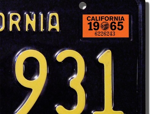 1965 California License Plate Registration Sticker, YOM, CA DMV | eBay