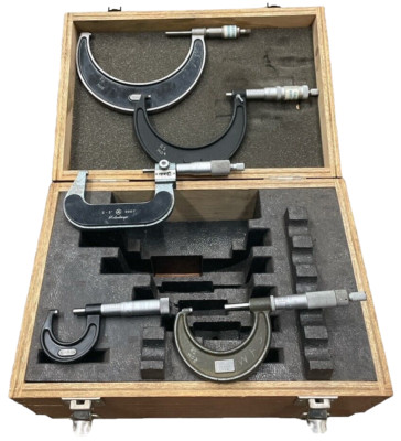 Assorted Standard Outside Micrometer Set in a wooden Mitutoyo ...