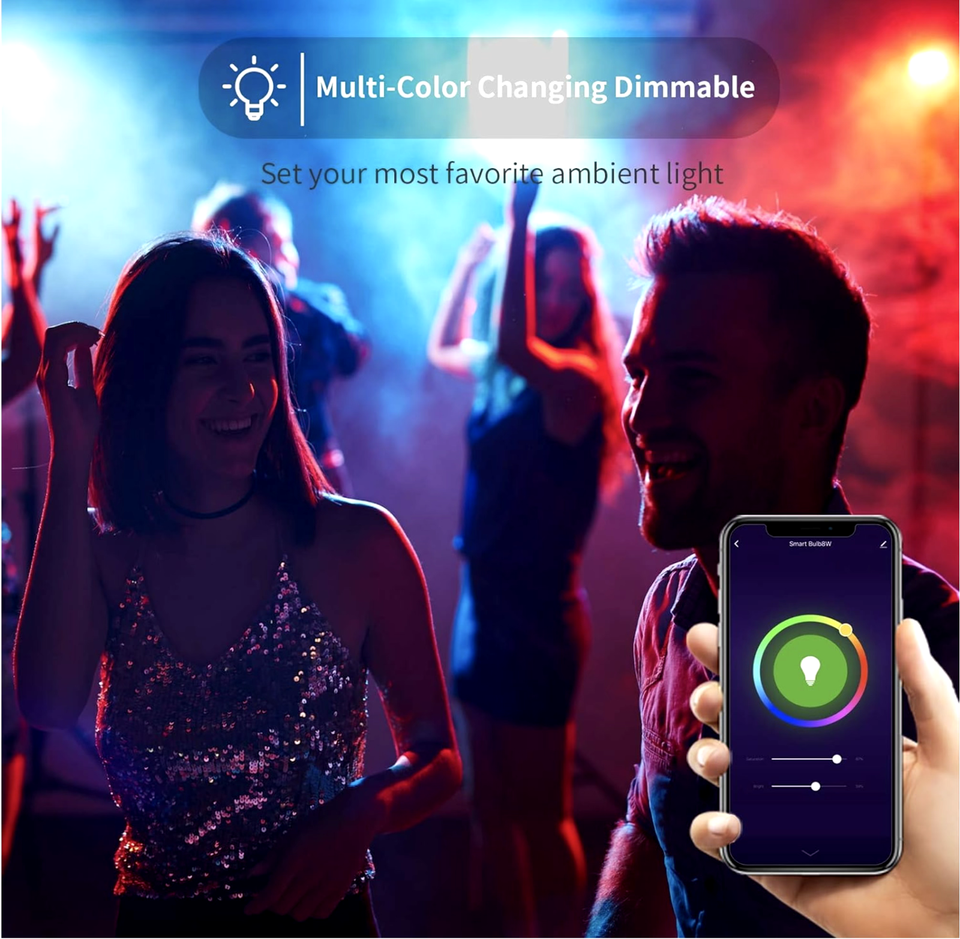 4 Pack Smart Light Bulb APP WiFi LED Lighting Work Alexa&Google E26 8W ...
