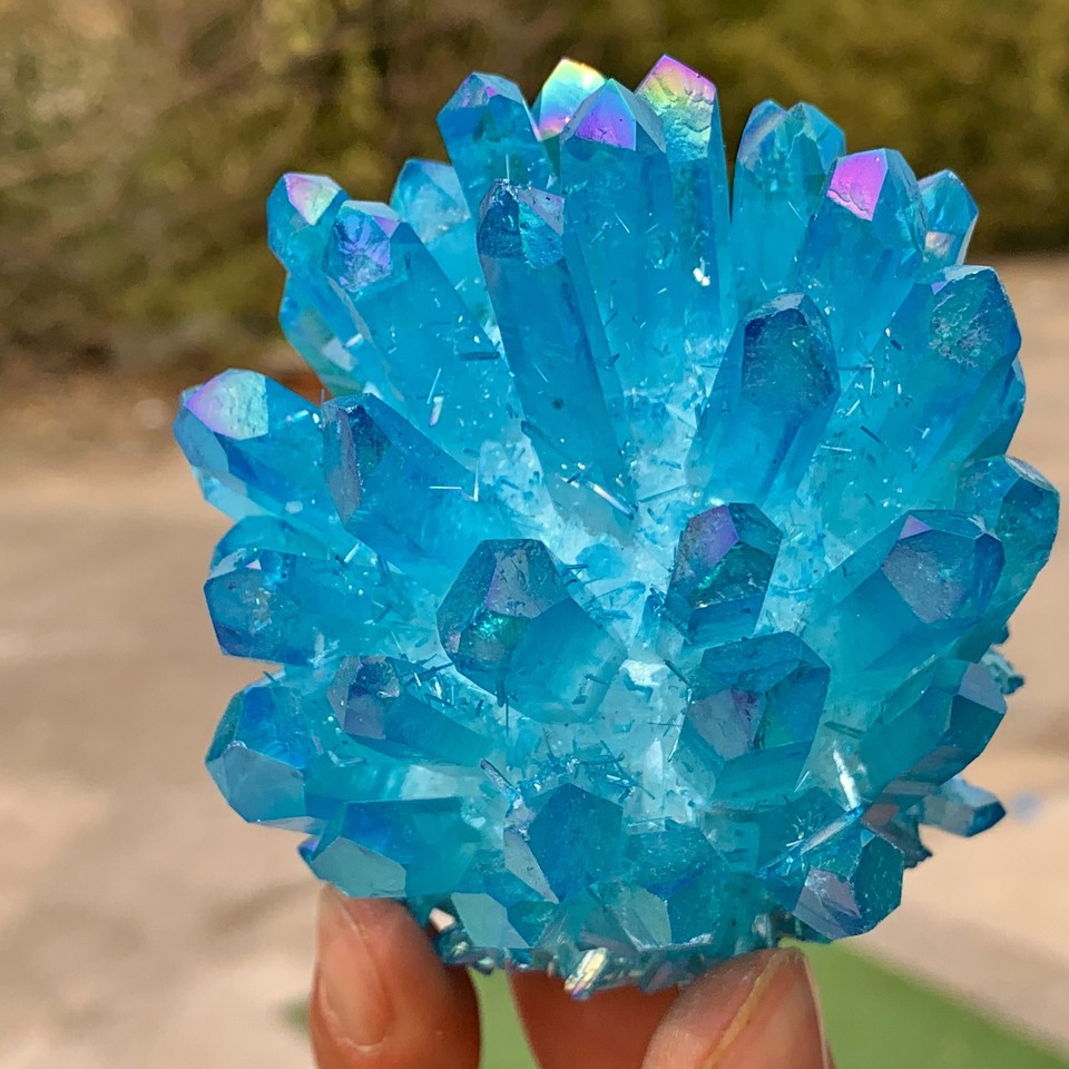 303GNewly discovered BLUE phantom quartz crystal cluster mineral ...