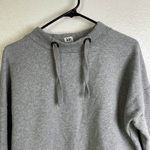 Kin by John Lewis Sweatshirt Gray Womens Small Pullover Crop Drawstring ...