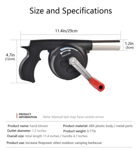 Outdoor Cooking BBQ Fan Air Blower，Hand Crank Blowers， Barbecue Fire ...