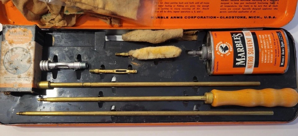 Marbles Gun Cleaning Kit Vintage NITRO Tin Moose Logo MARBLE’S Gun ...