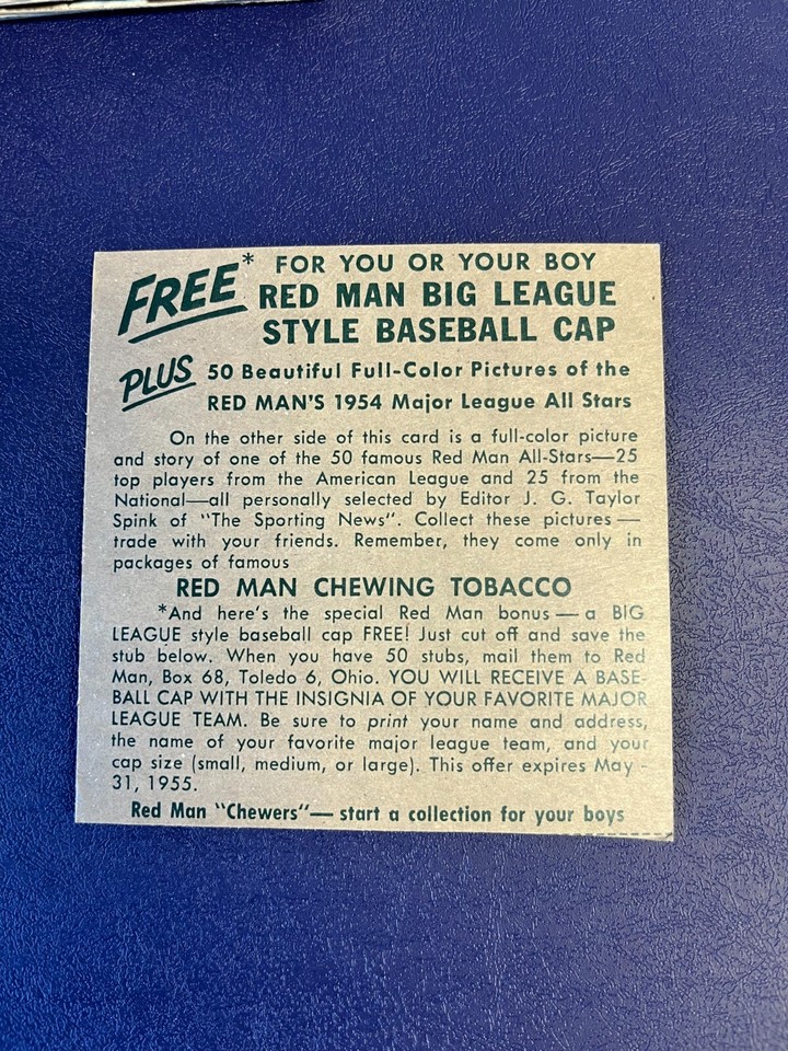 1954 Red Man Tobacco Card No Tab #16 Duke Snider - Brooklyn Dodgers ...