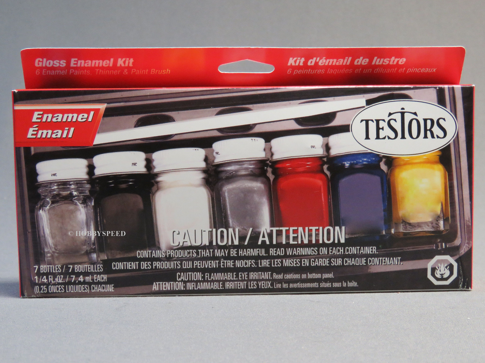 TESTORS PAINT HOUSEHOLD GLOSS ENAMEL KIT (6) COLORS thinner brush 9115 ...