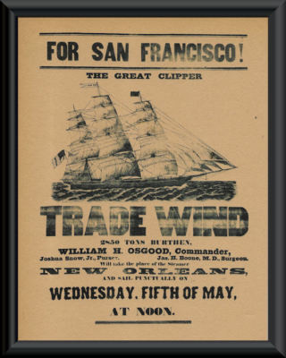 California Gold Rush By Clipper Poster Reprint On 100 Year Old Paper ...
