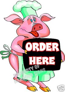 Order Here Decal 14" BBQ Food Truck Concession Restaurant Vinyl Sign ...