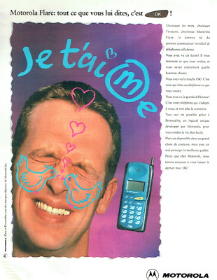 publicité Advertising 1222 1995 Motorola Flare mobile " je t'aime" | eBay