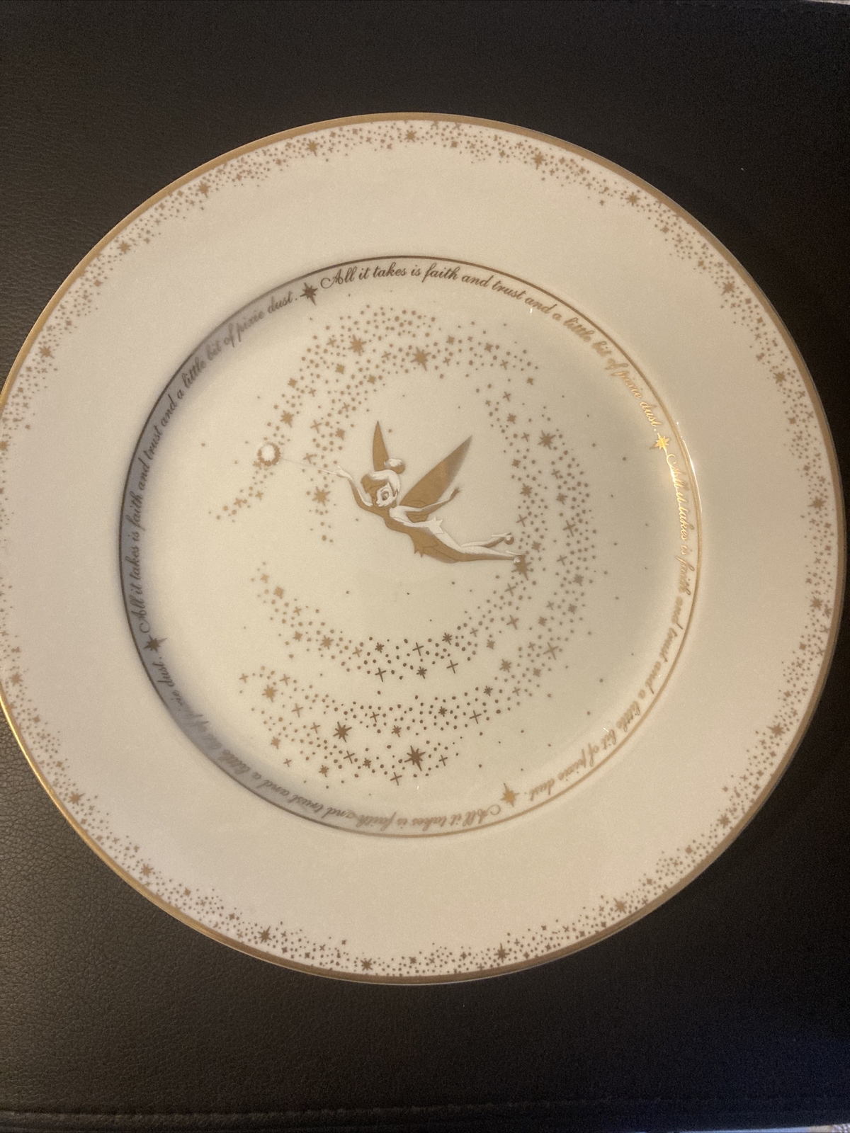 Walt Disney Gallery Tinker Bell Plate Ivory & Gold 11" | eBay
