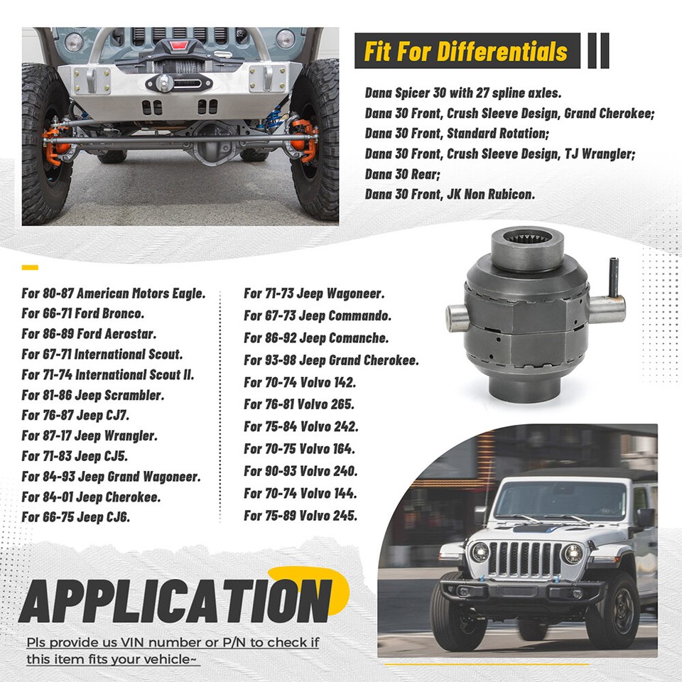 Front Differential Locker Fits Jeep Wrangler Cherokee Dana 30 27 spline ...