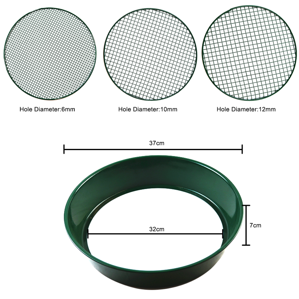 Metal Round Garden Sieve Riddle Riddler Soil Sifter Mesh Gardening Tool ...