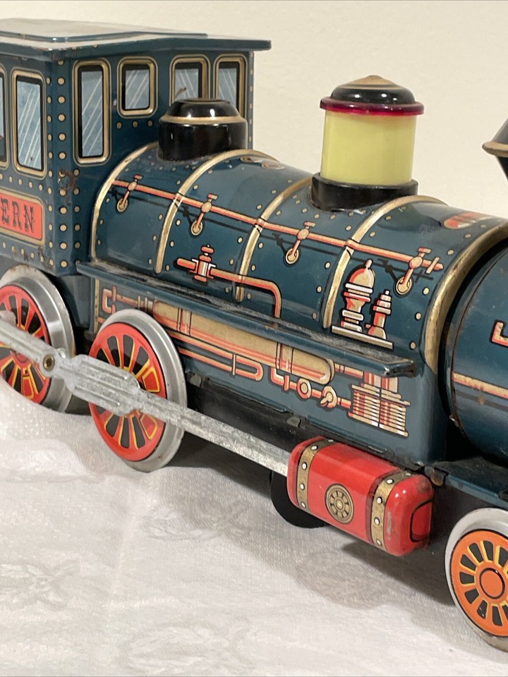Vintage 60’s Litho Western Locomotive Tin Toy Train Modern Toys Japan ...