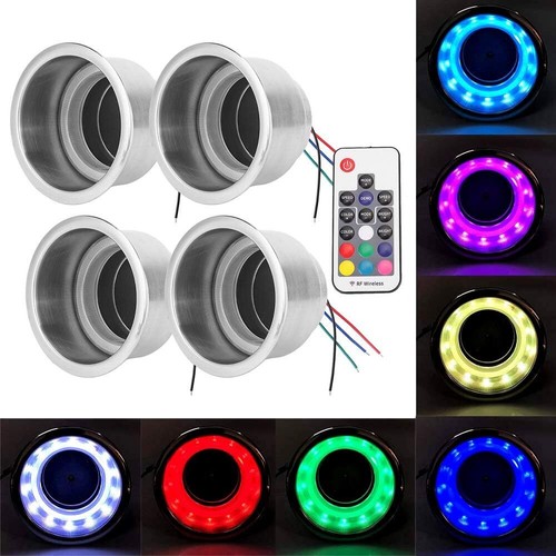 4Pcs DC 12V RGB LED Car Beverage Bottle Cup Holders with Remote Control ...
