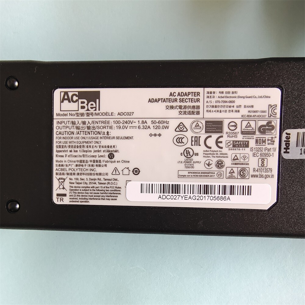 Genuine AcBel AC Power Adapter Model ADC027 120W 19V 6.32A Power Supply ...