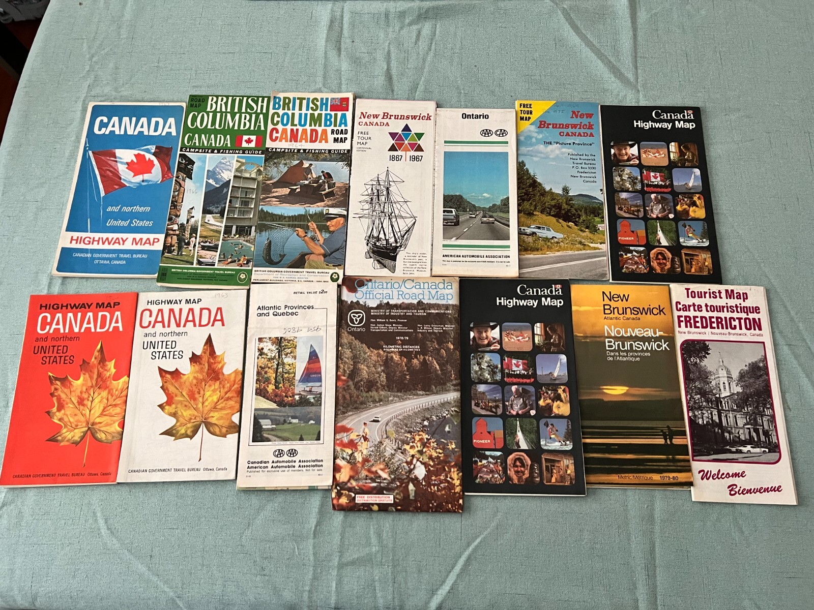 14 Vintage Paper Fold Out Road/Highway/City Maps 1960s BC Ontario ...