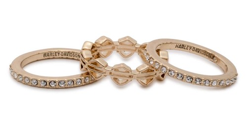 Harley-Davidson Women's Crystals Bar & Shield Stackable Rings - Set of ...