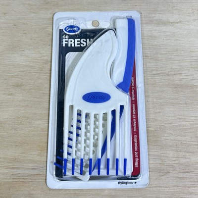 Vintage Goody Curved Handle Hair Pick Lift Comb Tease White Blue Dipped ...