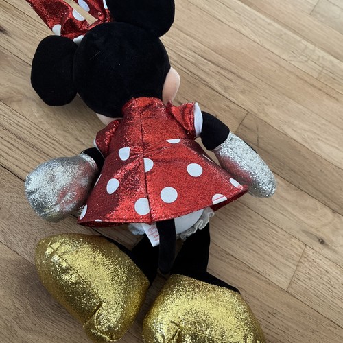Disney TY Sparkle Minnie Mouse Stuffed Soft Cuddle Plush Beanbag Toy 13 ...