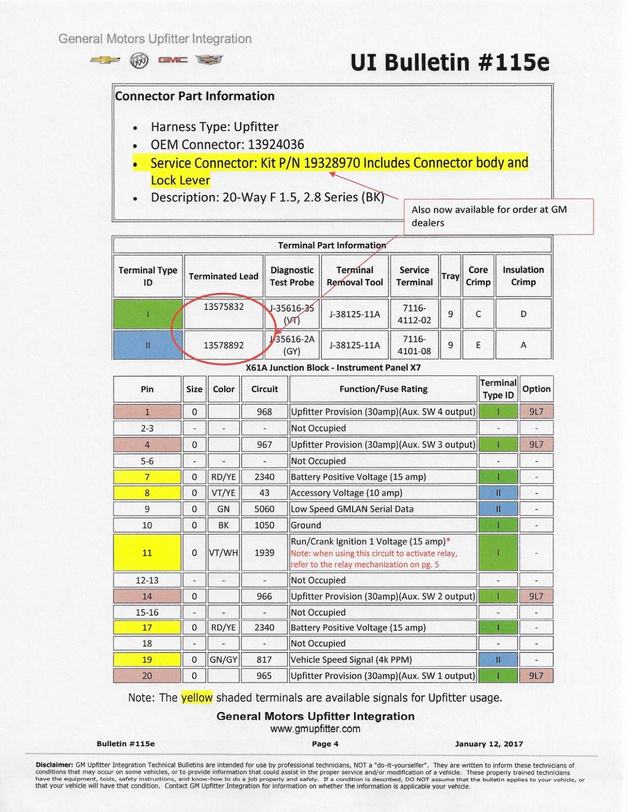 2014-up GM 19328970 / 15547108 upfitter plug prewired | eBay