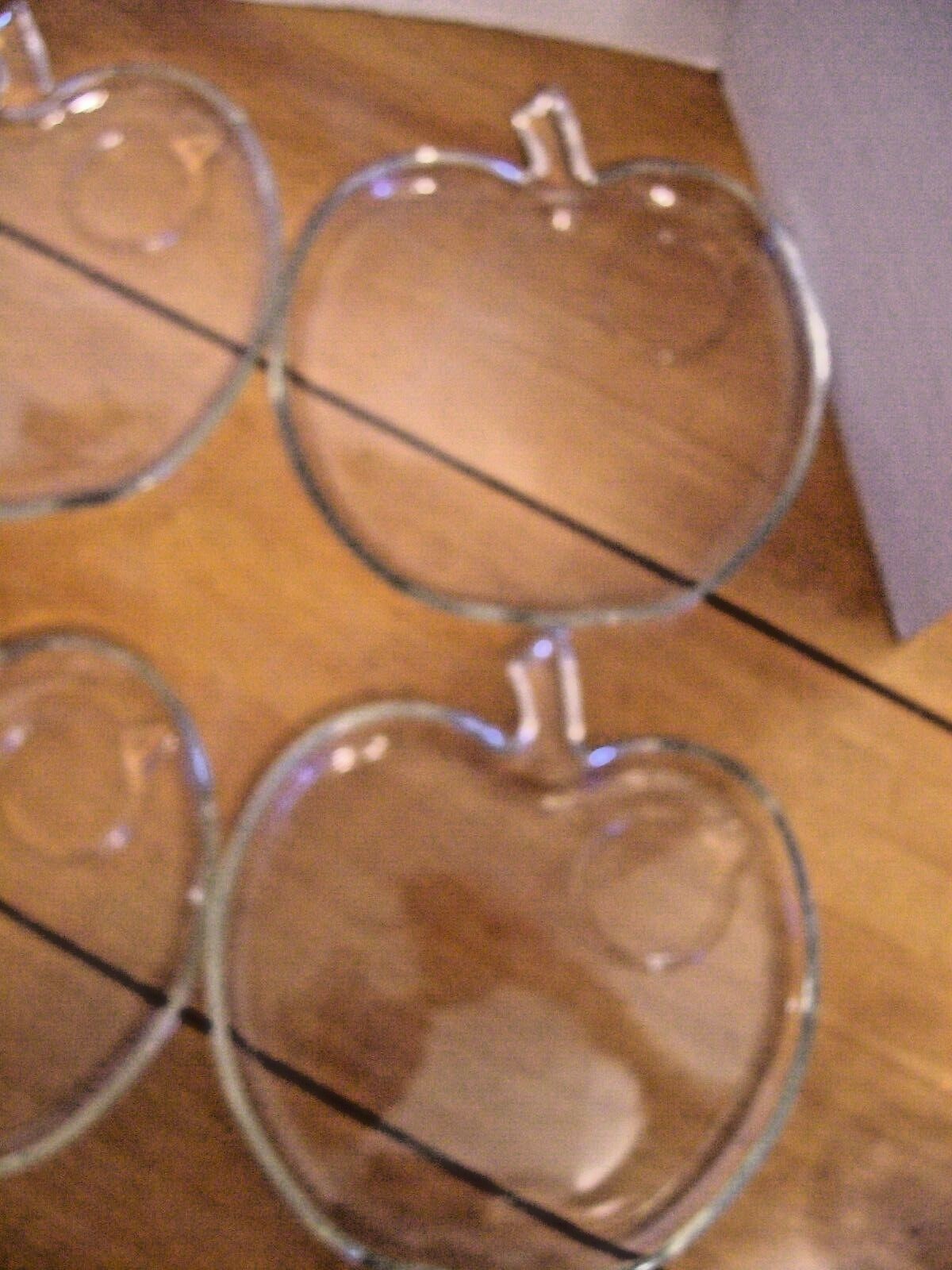 VINTAGE SET OF 6 Clear Glass APPLE SHAPE PLATES ~ DESSERT/SNACK ...