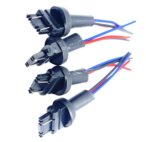 4X 3157 LED Bulb Male Socket Pre-wired Extension Wiring 3 Wires Harness ...