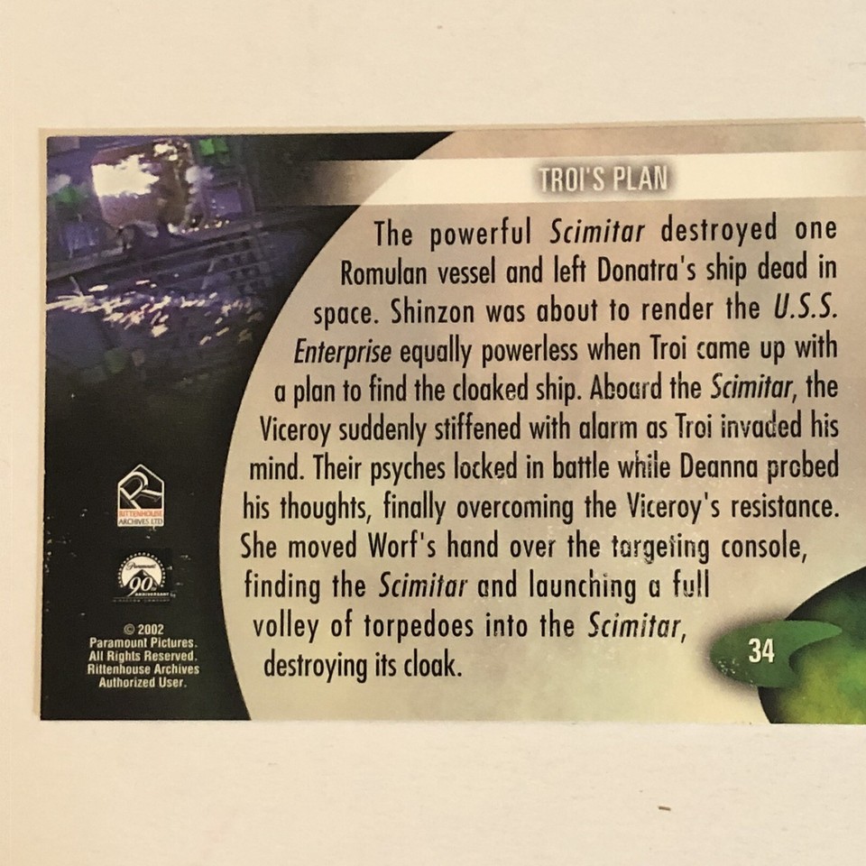 Star Trek Nemesis Trading Card #34 Troi’s Plan Patrick Stewart Marina ...