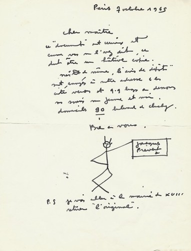 RARE LETTRE AUTOGRAPHE JACQUES PREVERT + ANDRÉ FRANÇOIS LETTRE DES ÎLES ...