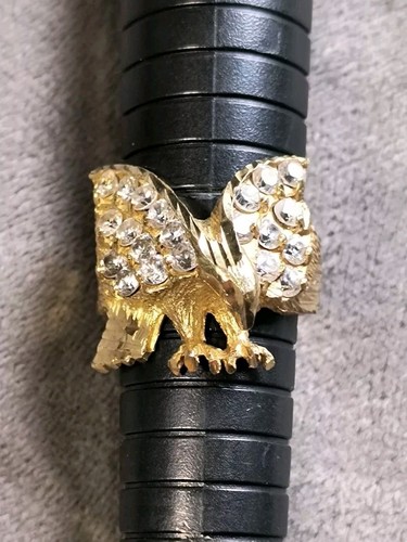 10K Yellow Gold Soaring Eagle w/ CZ Stones Ring 417 ASK Size 9.25 7.11g ...