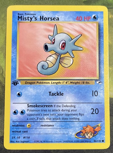 1st Edition Misty’s Horsea 86/132 - Gym Heroes - Near Mint | eBay