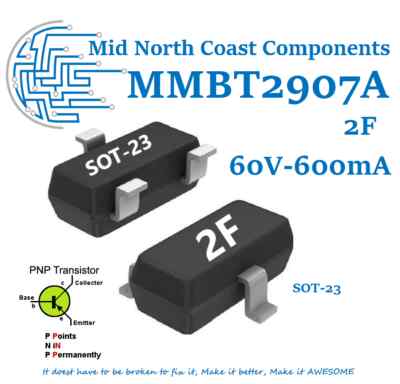 MMBT2907A 2F 60V 600mA 225mW PNP General Purpose Silicon Transistor SMD ...