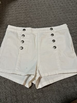Forever 21 Beige High Waist Button Front Shorts Size 26 | eBay