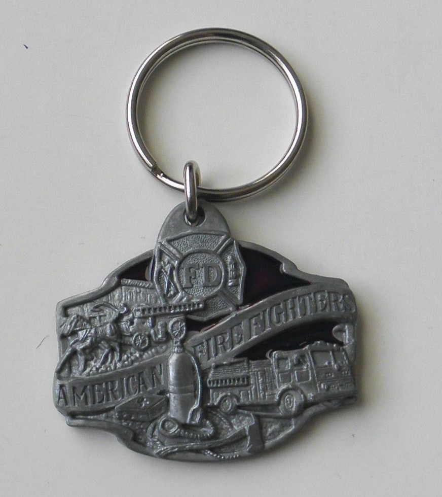 AMERICAN FIRE FIGHTERS FIRE DEPT KEY RING KEY CHAIN 1.5 INCHES | eBay