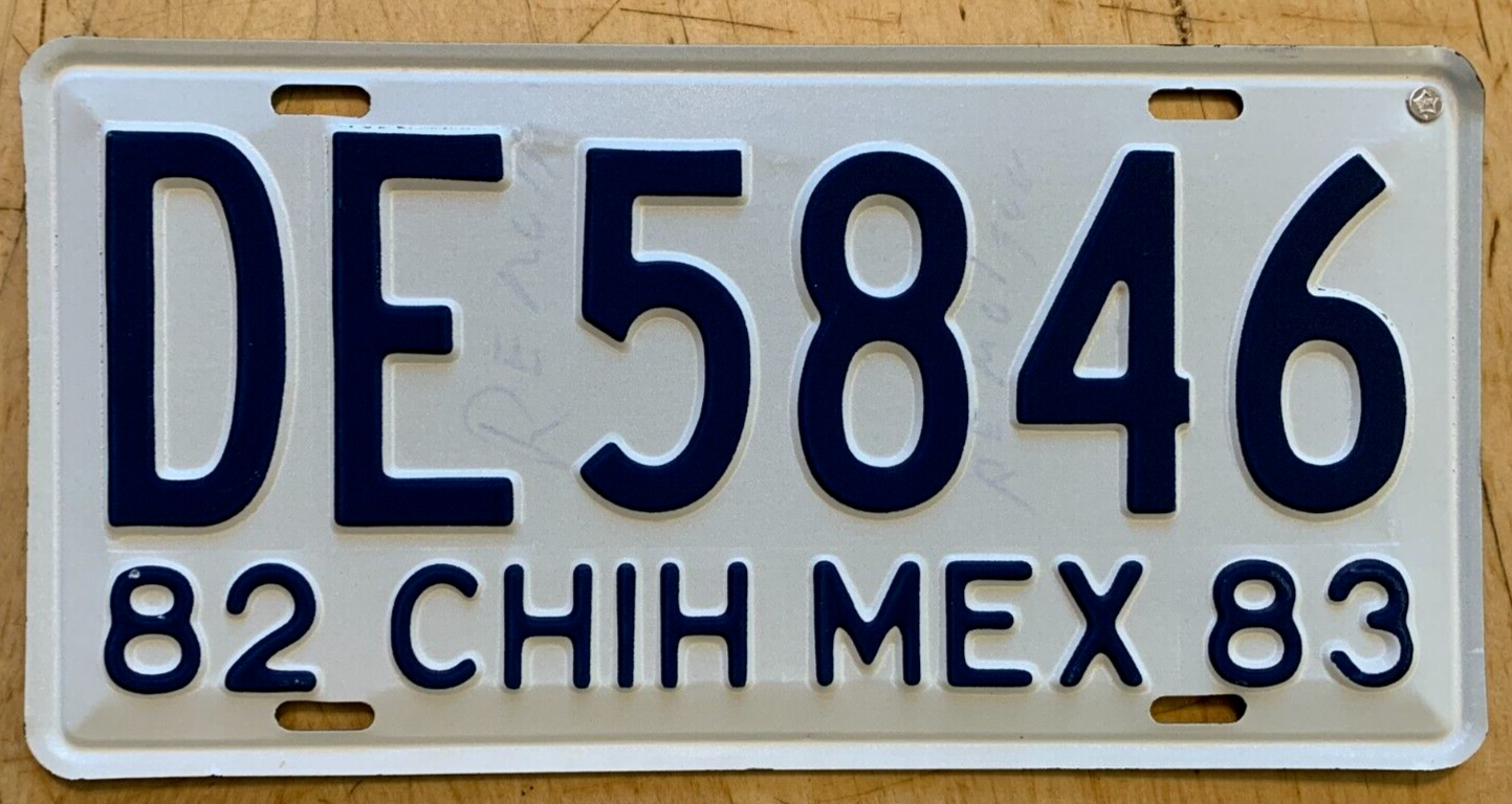 1982 1983 CHIHUAHUA MEXICO MEX MEXICAN LICENSE PLATE " DE 5846 " | eBay