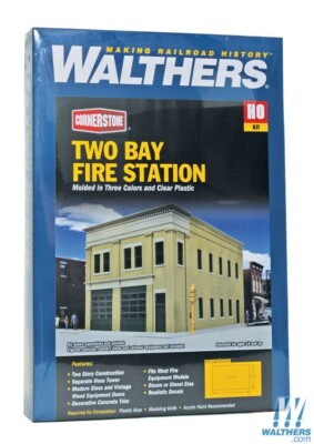 Walthers 933-4022 Two-Bay Fire Station Kit HO Scale Train | eBay
