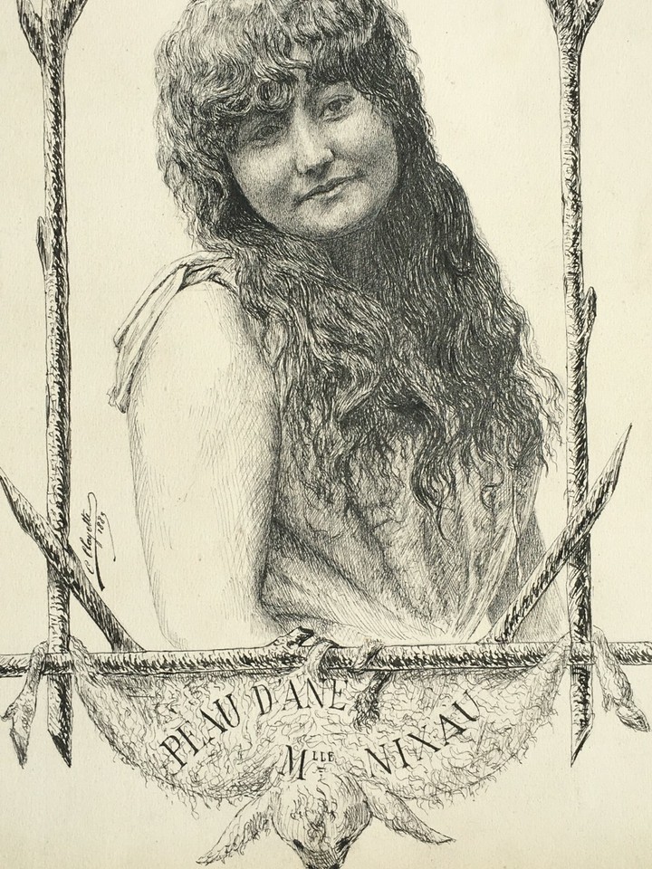 Portrait originale encre de chine Peau d'ane Mlle Nixau signée en bas à ...