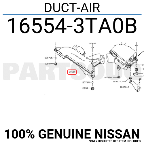165543TA0B Genuine Nissan DUCT-AIR 16554-3TA0B | eBay