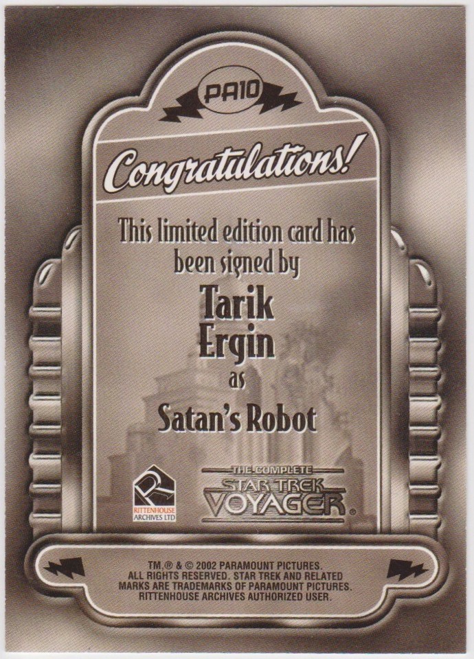 STAR TREK VOYAGER CAPTAIN PROTON TARIK ERGIN AS SATANS ROBOT AUTOGRAPH ...