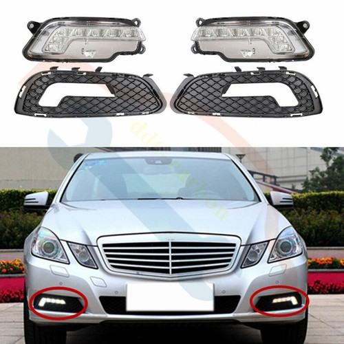 4Pc For Mercedes W212 E350 E550 2011-12 L&R Front LED Fog Lights+Fog ...